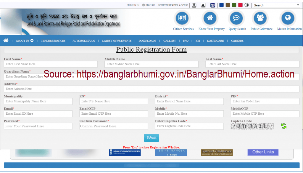 Banglarbhumi.gov.in BanglarBhumi Khatian Property Land Records